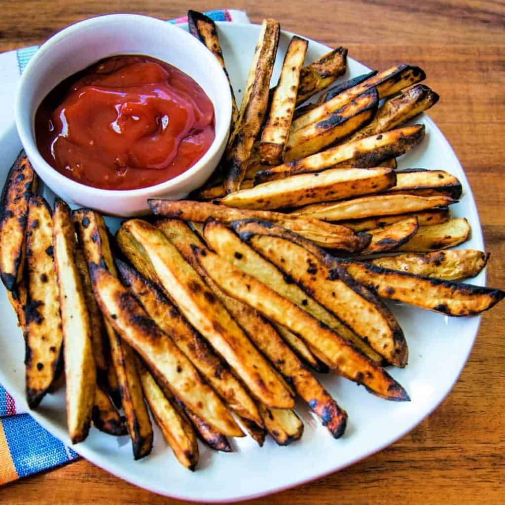 Grilled French Fries with Spicy Ketchup - Life, Love, and Good Food