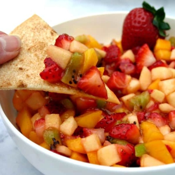 Fruit Salsa with Cinnamon Tortilla Chips - Life, Love, and Good Food