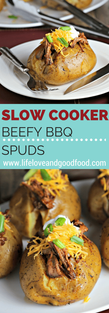 Slow Cooker Beefy BBQ Spuds - Life, Love, and Good Food