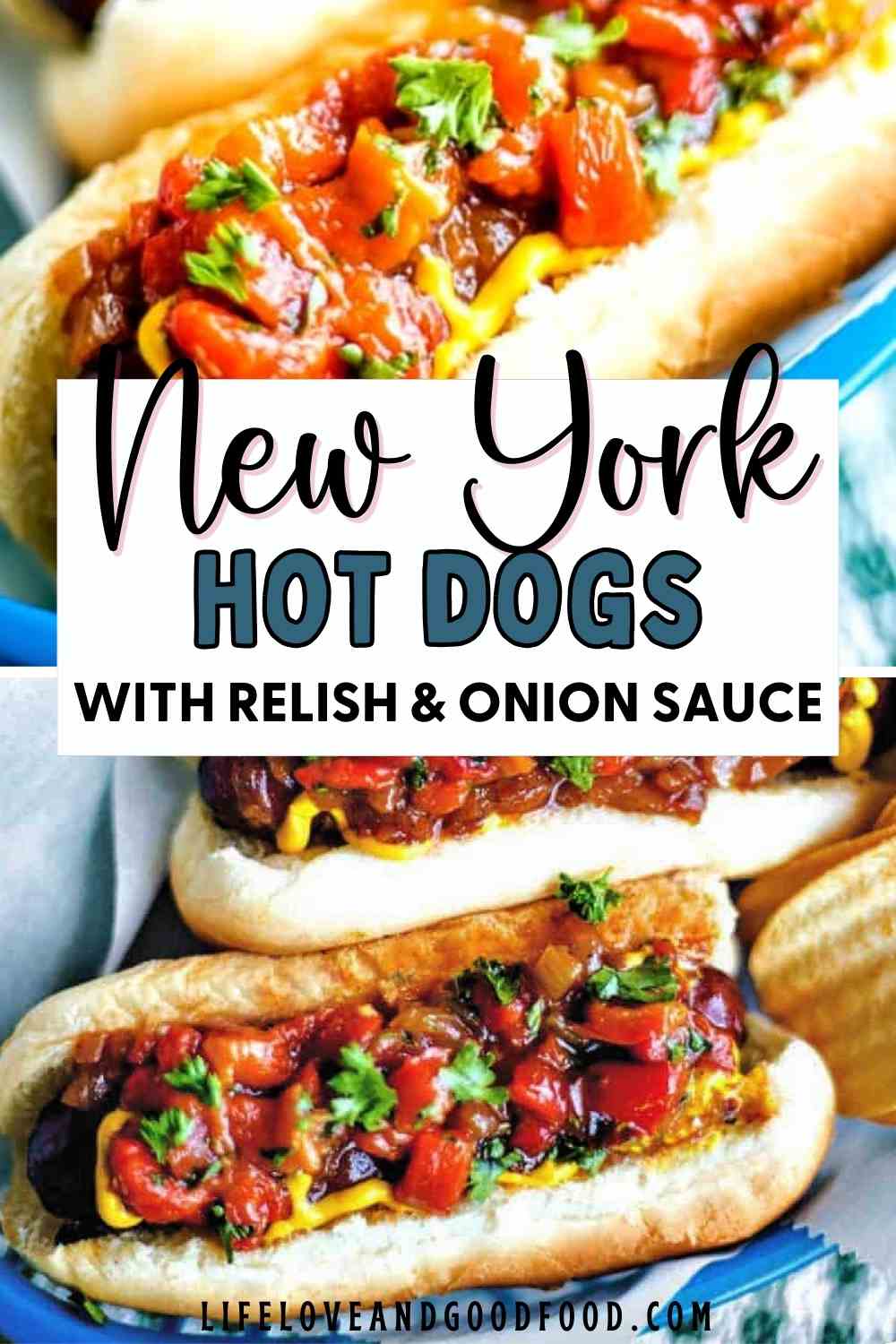 New York Style Hot Dog with Red Pepper Relish - Life, Love, and Good Food