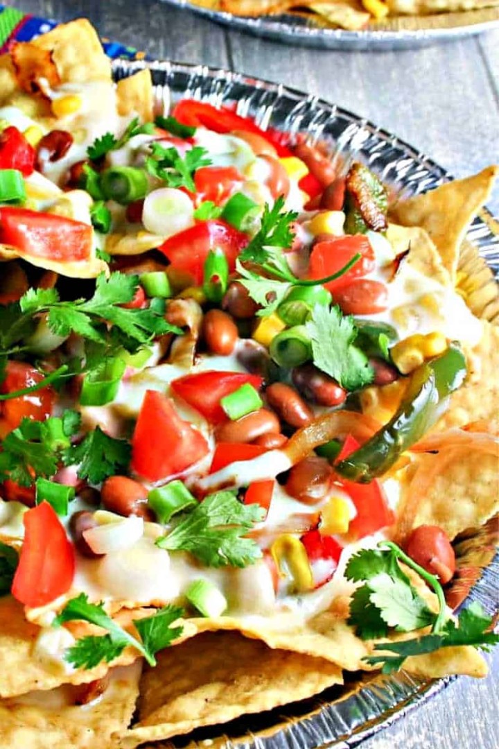 Vegetarian Nachos with Green Chili Cheese Sauce - Life, Love, and Good Food