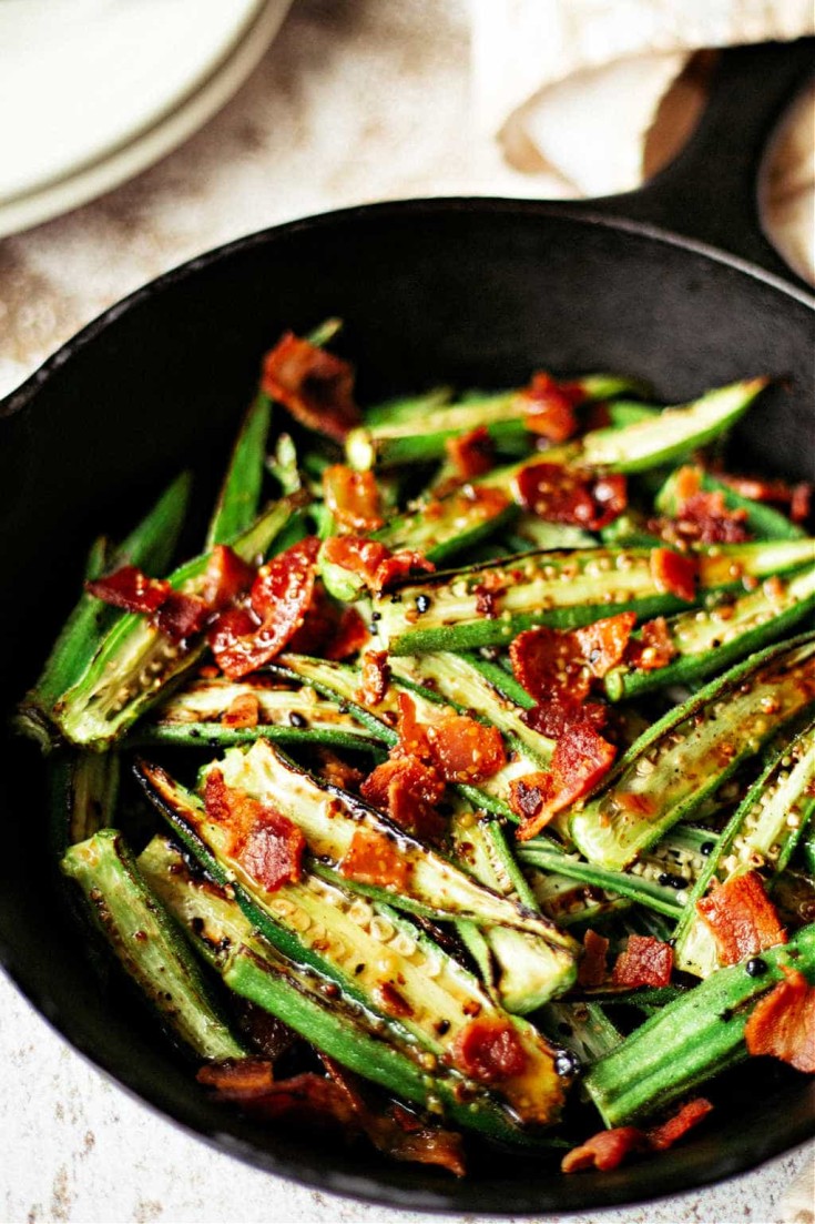 Roasted Okra with Warm Bacon Vinaigrette - Life, Love, and Good Food