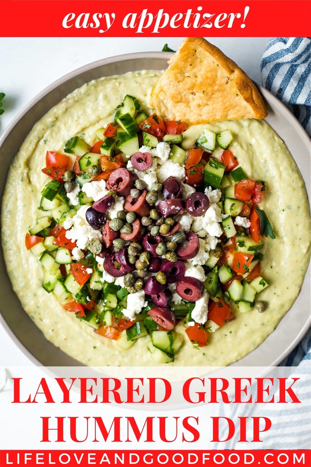 Best Loaded Greek Hummus Dip with Toasted Pita Chips - Life, Love, and ...