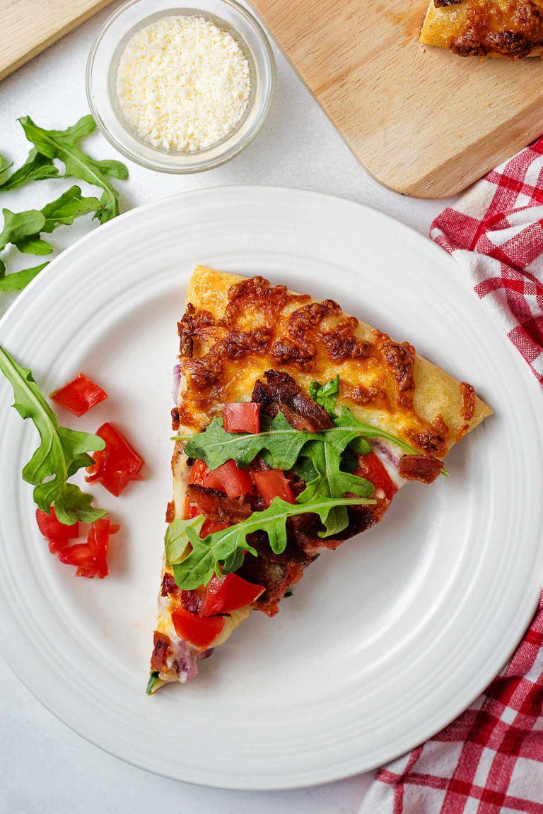 Easy Homemade Bacon Pizza with Garlic Mayo Sauce - Life, Love, and Good ...