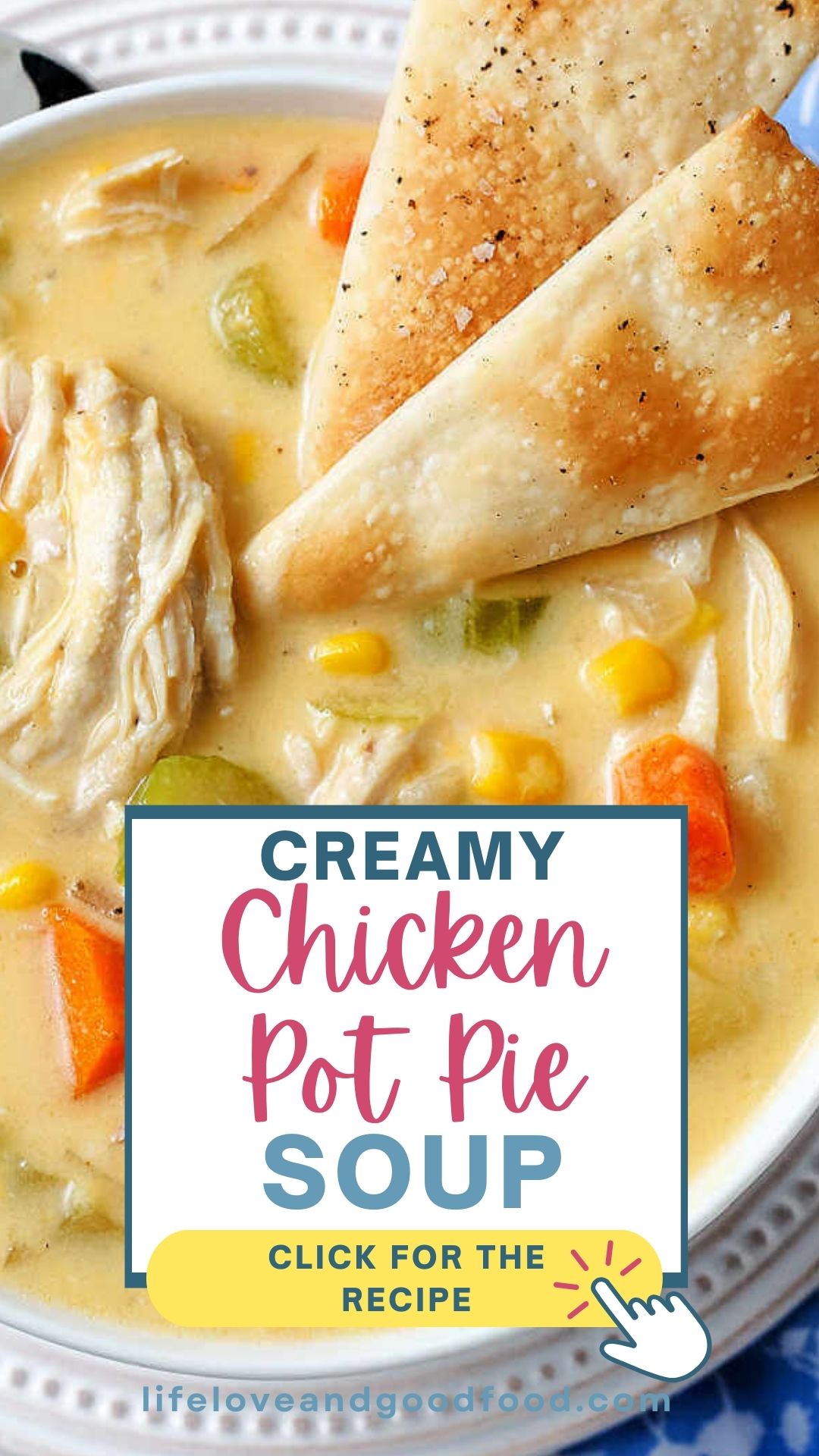 Creamy Chicken Pot Pie Soup with Pie Crust Crackers - Life, Love, and ...