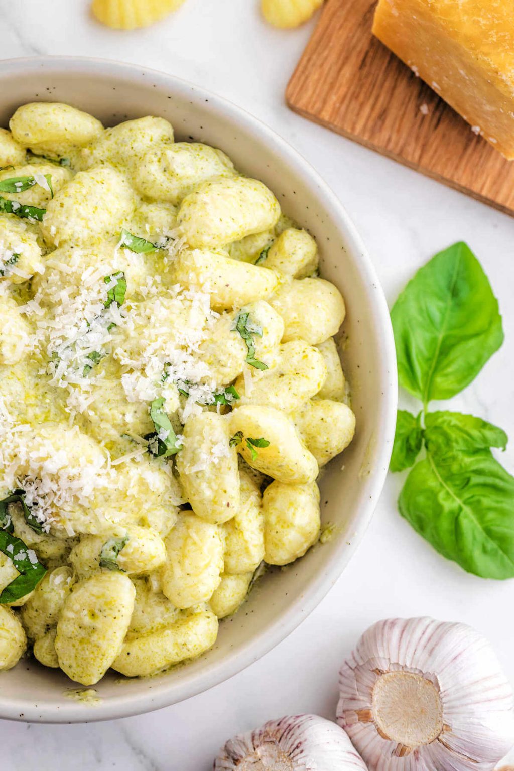 Gnocchi with Homemade Creamy Basil Pesto Sauce - Life, Love, and Good Food