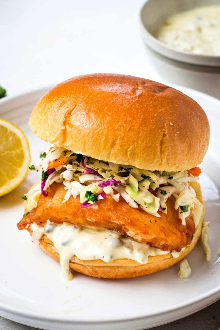 Fish Sandwich with Crispy Coleslaw - Life, Love, and Good Food