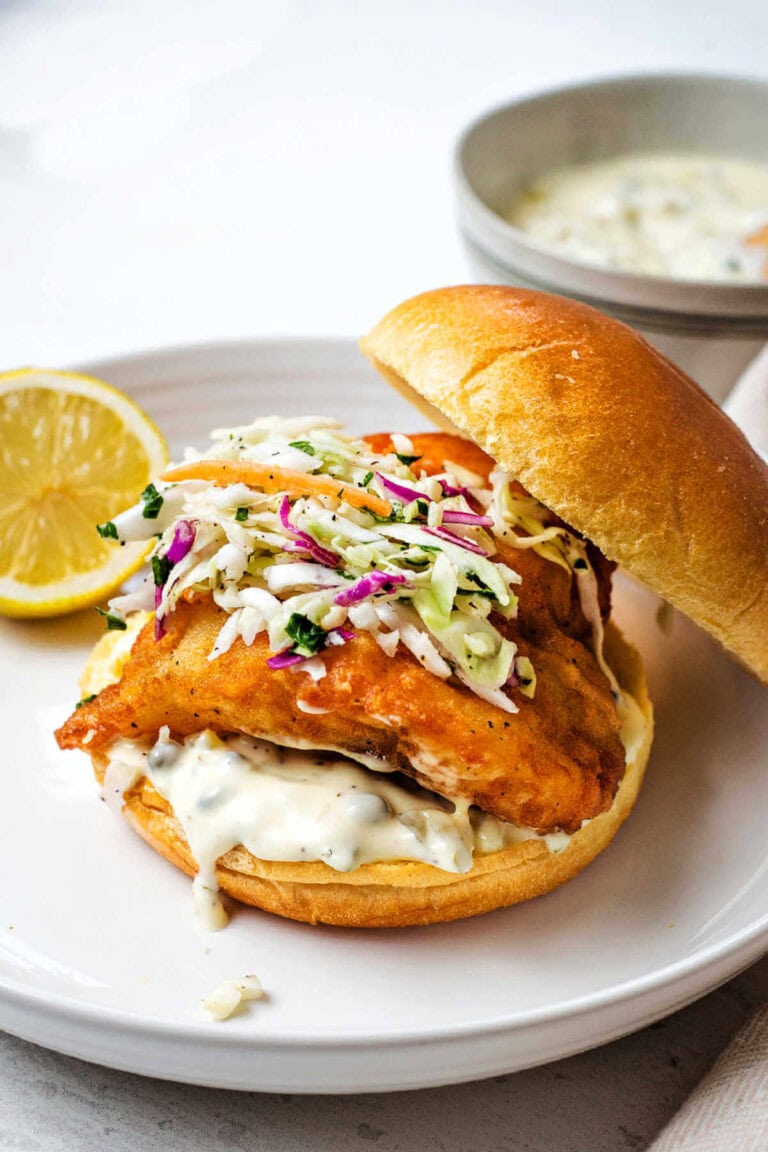 Fish Sandwich with Crispy Coleslaw - Life, Love, and Good Food